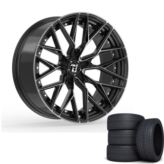 Wolfrace 71 Wolfsburg GTR Custom 18" Wheels & Tyres . Black & Polished – Travelin-Lite