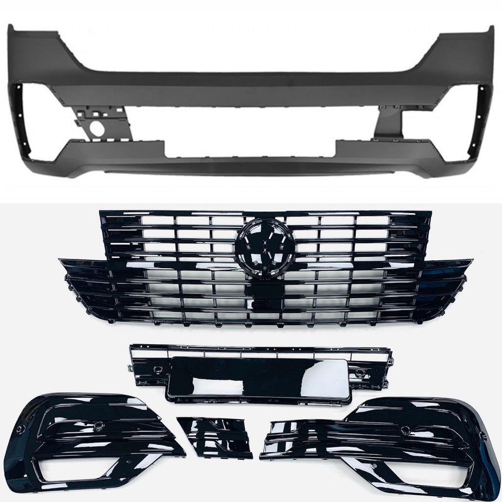 T6.1 Front Bumper Smooth Primed & Gloss Black Upper And Lower Grilles ...